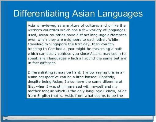 "Differentiating Asian Languages" - Free stories online. Create books ...