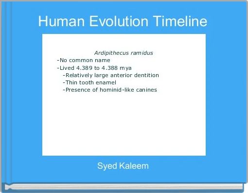 "Human Evolution Timeline" - Free stories online. Create books for kids ...